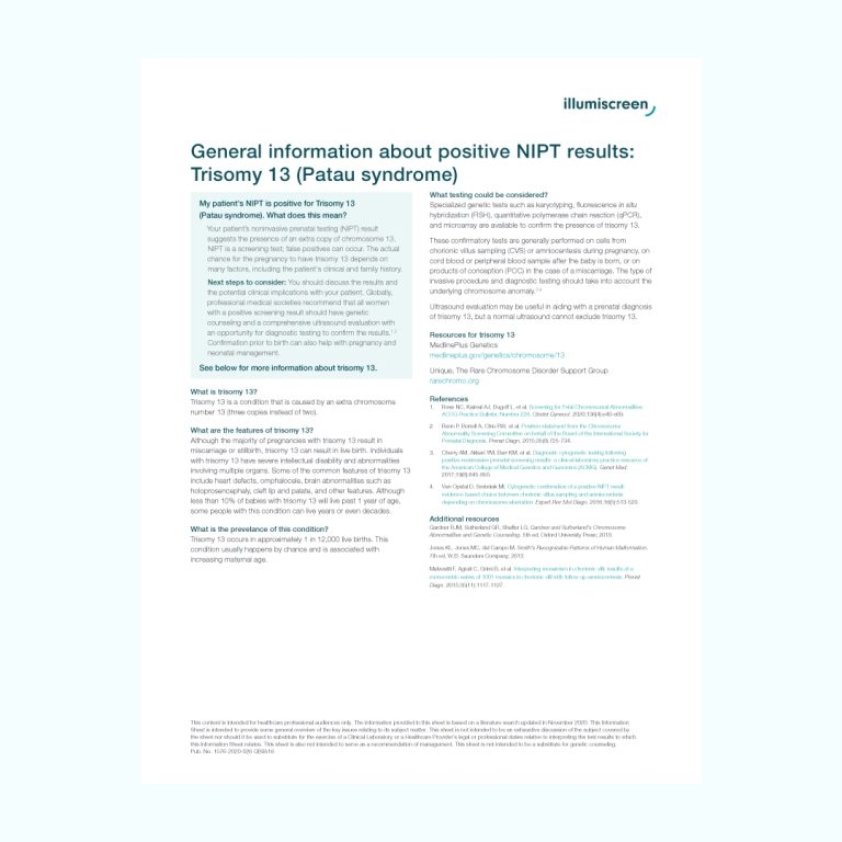 Information for positive result Trisomy 13 - Illumiscreen